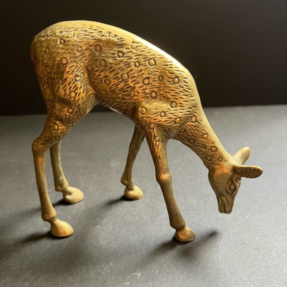Unknown | Accents | Vintage Mcm Brass Tall Deer Doe Figurine 7 Tall ...